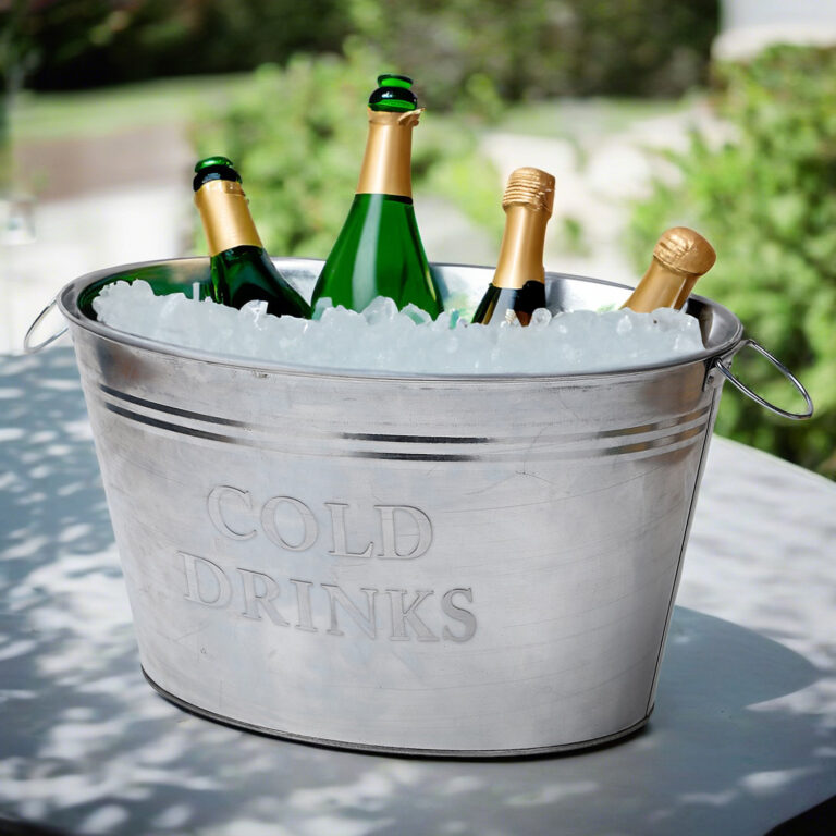 Galvanised Steel Cold Drinks Beverage Cooler Ice Bucket with Handles ...