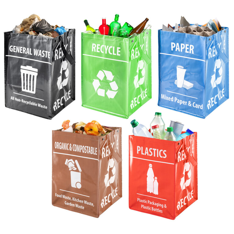 Pack of 5 Heavy Duty Recycle Sorting Bags with Handles - Daniel James ...